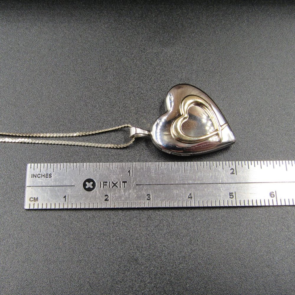 16" Sterling Silver Simple Heart Love Locket Pendant … - Gem